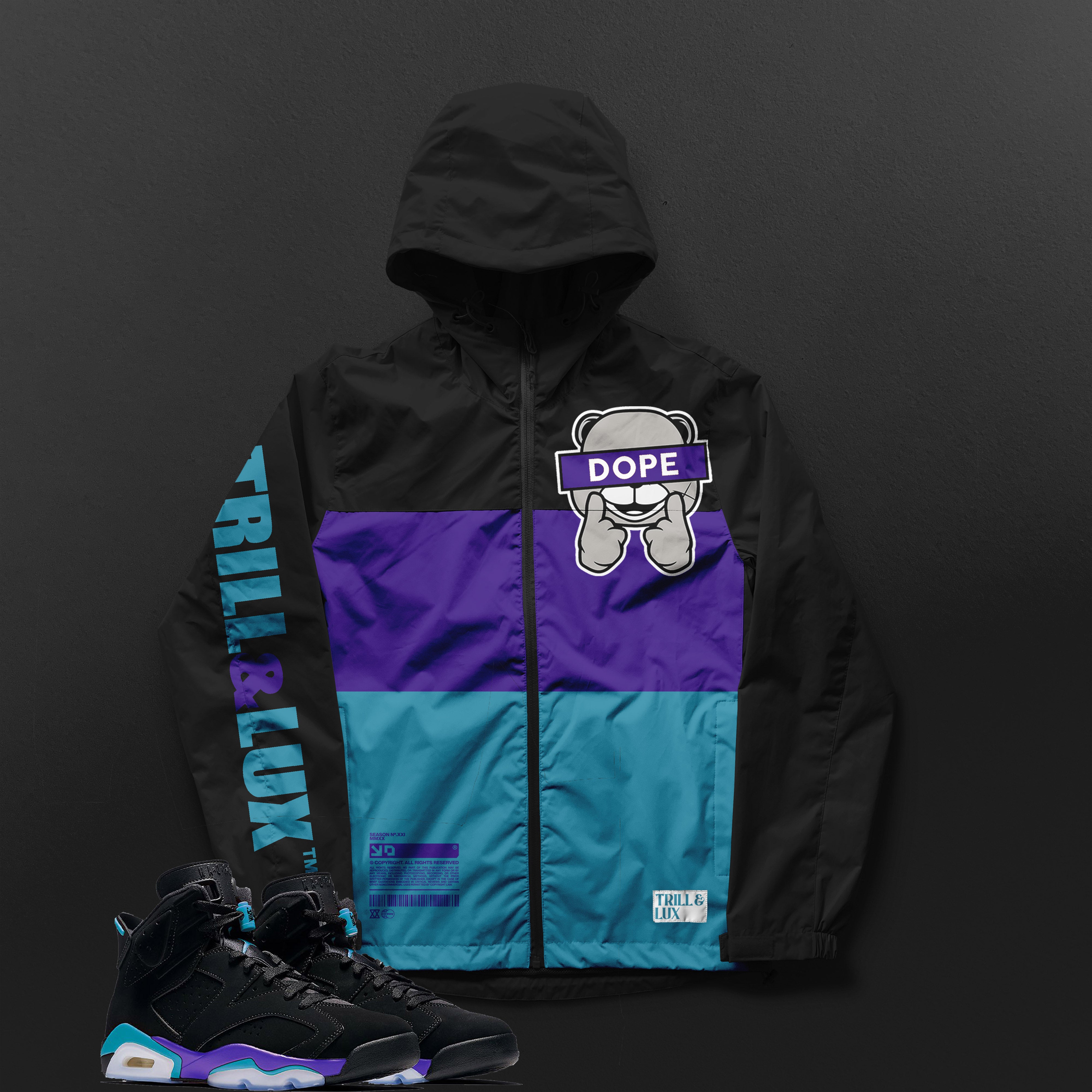 Dope Bear | Air Jordan 6 Aqua Windbreaker – Trill & Lux