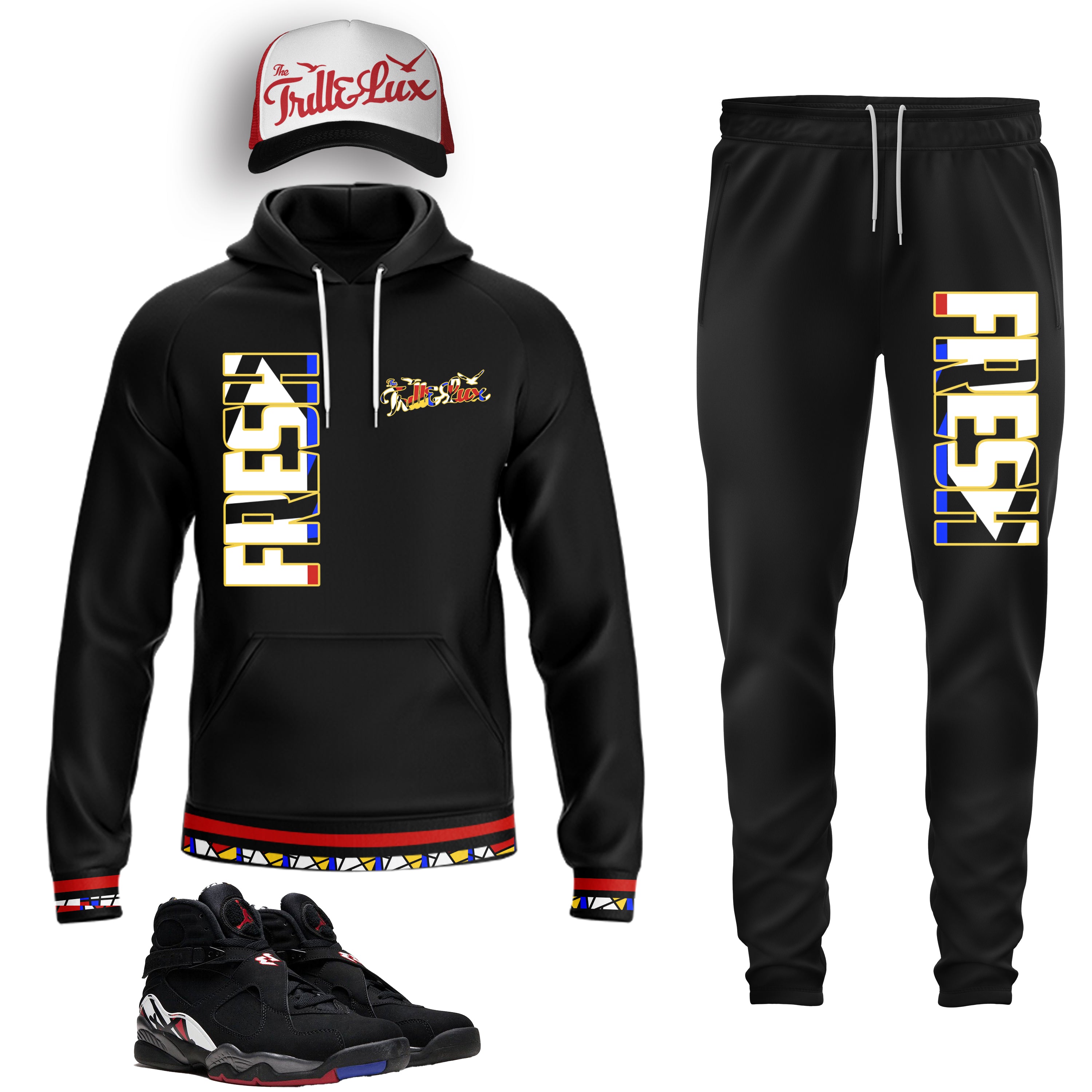 Fresh Hoodie & Jogger Outfit - Jordan 8 Playoff inspired – Trill & Lux